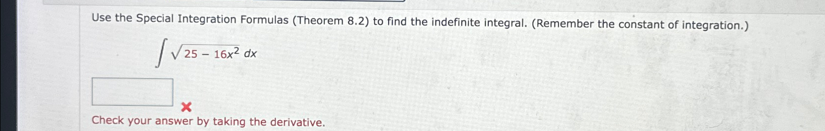 Solved Use the Special Integration Formulas (Theorem 8.2) | Chegg.com