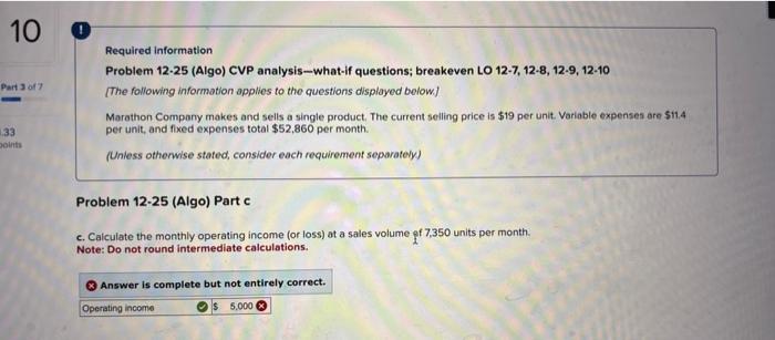 Solved Required information Problem 12-25 (Algo) CVP | Chegg.com