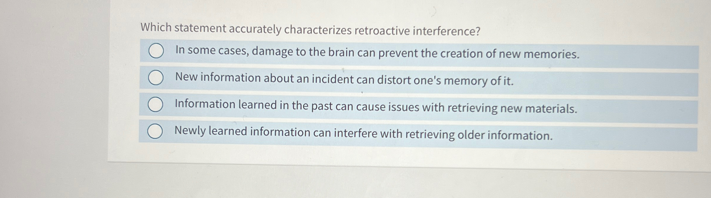 Solved Which statement accurately characterizes retroactive | Chegg.com Solved Which statement accurately characterizes retroactive | Chegg.com
