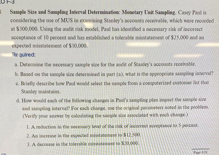 Sample Size and Sampling Interval Determination: | Chegg.com