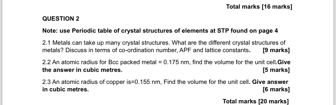 Solved Total marks [16 ﻿marks]QUESTION 2Note: use Periodic | Chegg.com