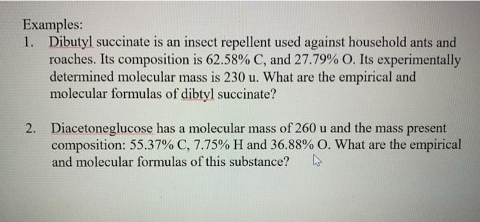 Solved Examples: 1. Dibutyl succinate is an insect repellent | Chegg.com