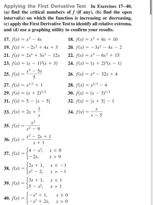Solved Applying the First Derivative Test In Exercises | Chegg.com