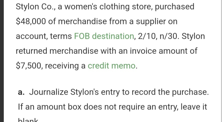 Solved Stylon Co., ﻿a women's clothing store, purchased | Chegg.com