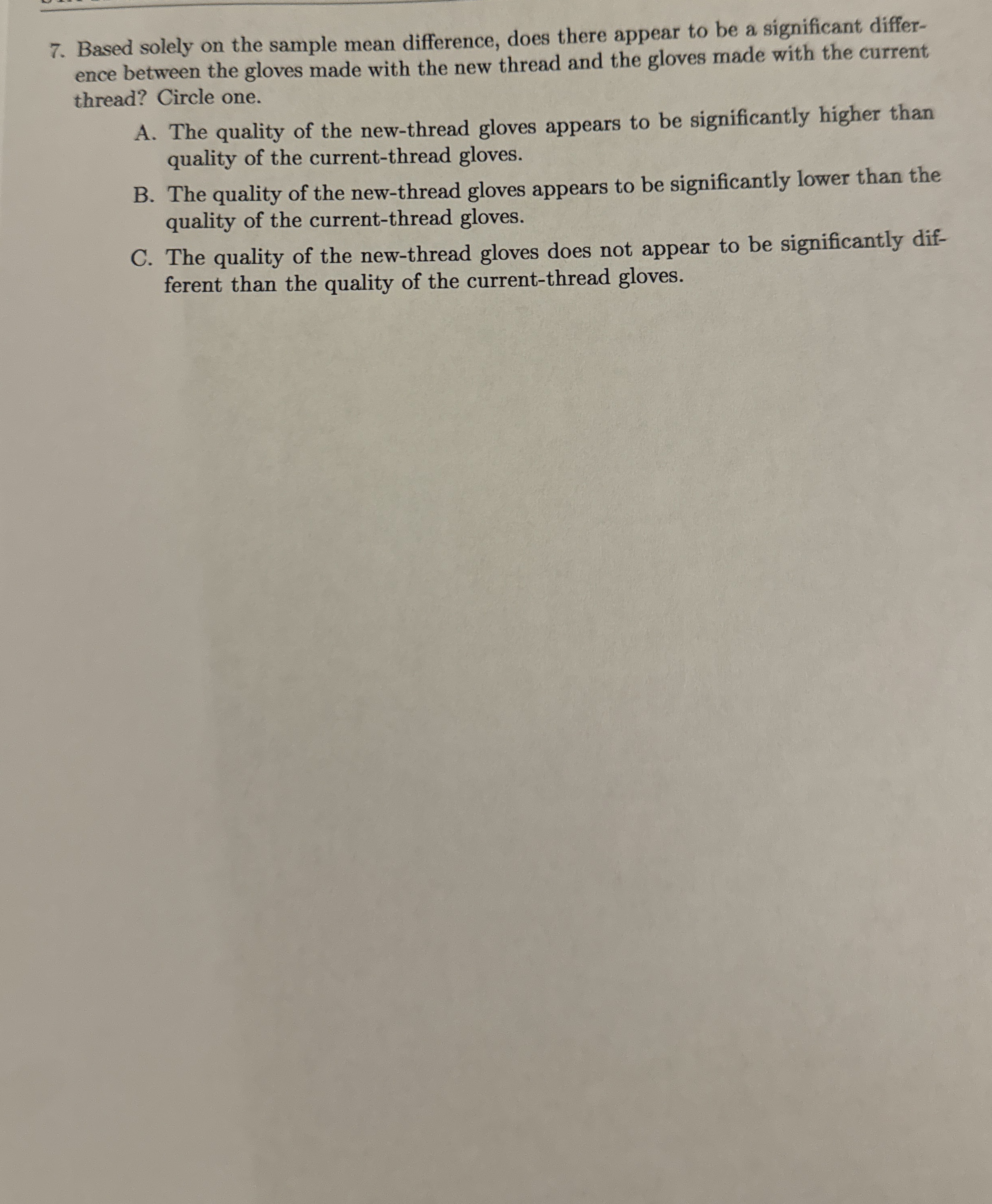Solved Based solely on the sample mean difference, does | Chegg.com