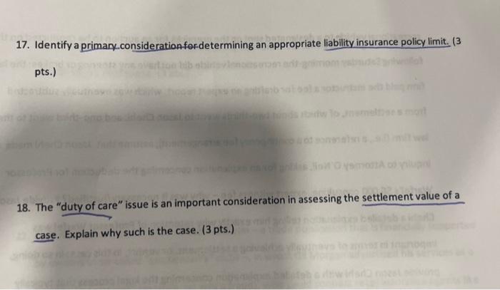 Solved 17. Identify a primary considerationfor-determining | Chegg.com