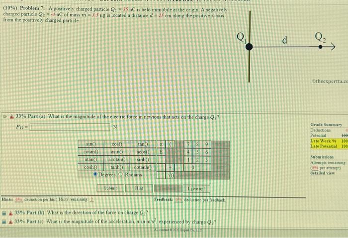 Solved (10\%) Problem 7: A positively charged particle | Chegg.com