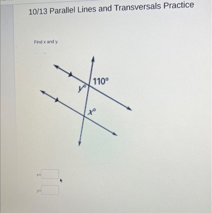 Solved 10/13 Parallel Lines and Transversals Practice Find x | Chegg.com