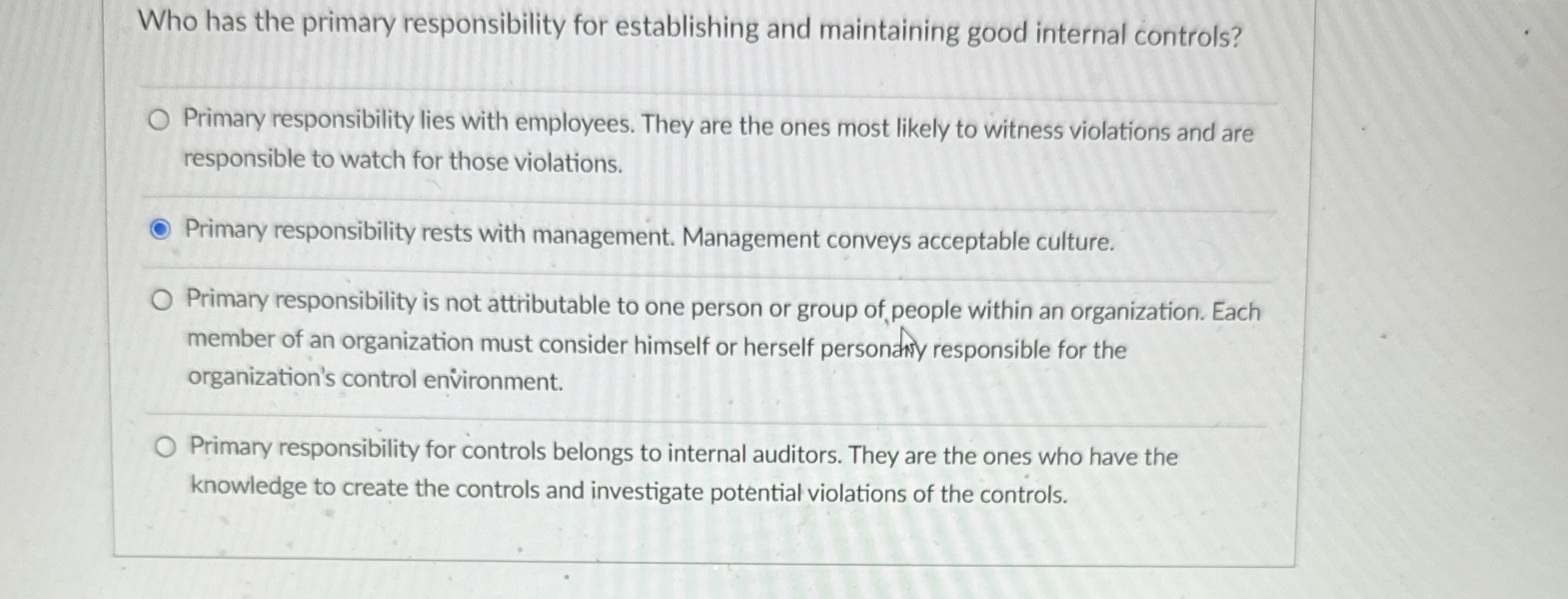 Solved Who has the primary responsibility for establishing | Chegg.com