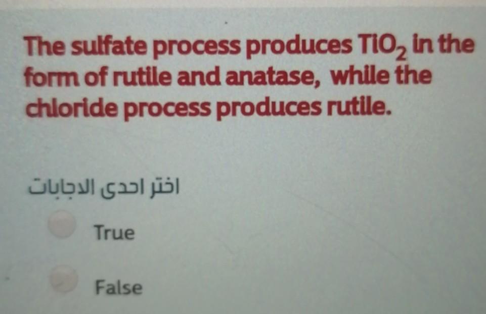Solved The sulfate process produces TiO2 in the form of | Chegg.com