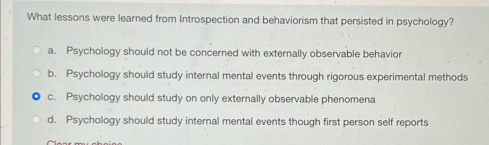 Solved What lessons were learned from Introspection and | Chegg.com