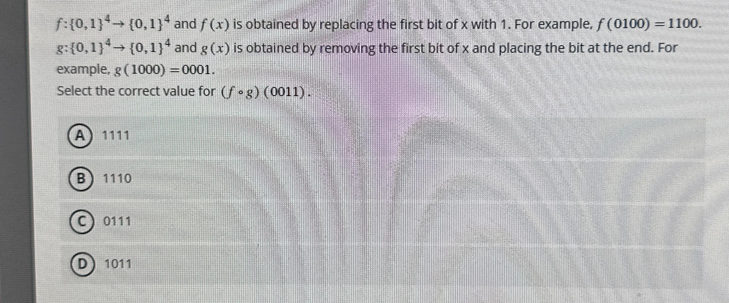 Solved f:{0,1}4→{0,1}4 ﻿and f(x) ﻿is obtained by replacing | Chegg.com