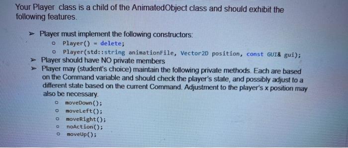 Solved I am trying to write a player class that implements | Chegg.com