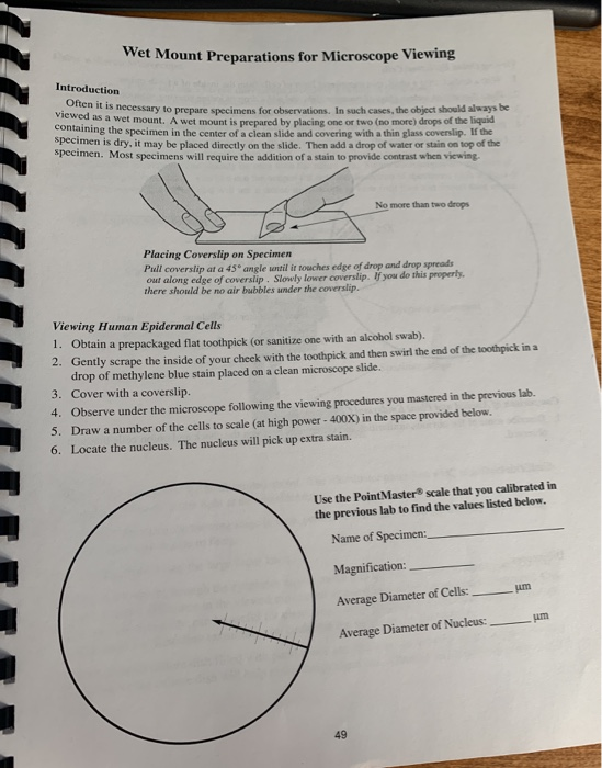 Wet Mount Preparations for Microscope Viewing | Chegg.com