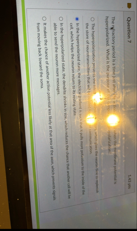 Solved Question 71.43 ﻿ptsThe mfractory period is a time | Chegg.com