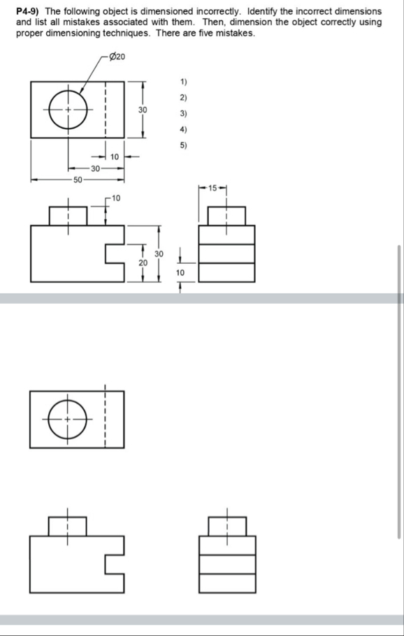 P4-9) ﻿The following object is dimensioned | Chegg.com