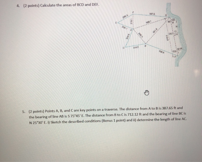 Solved 4. (2 points) Calculate the areas of BCD and DEF. D | Chegg.com
