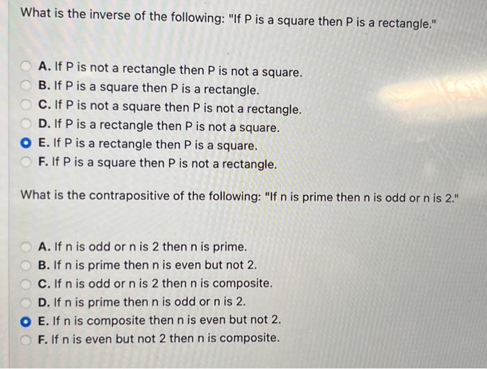 Solved What is the inverse of the following: "If P is a | Chegg.com