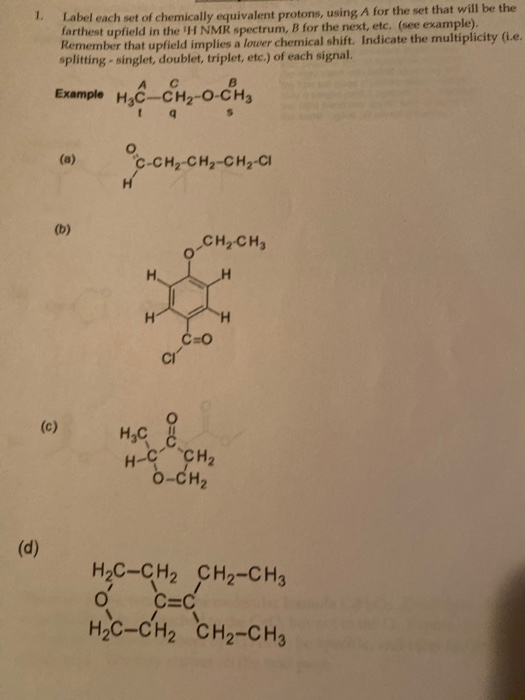 Solved Label each set of chemically equivalent protons, | Chegg.com