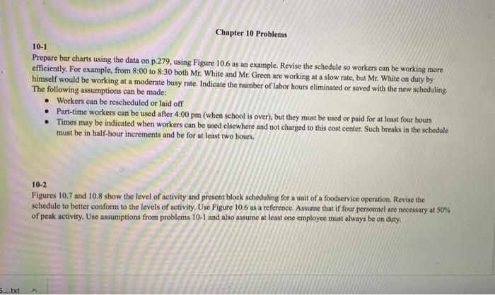 Chapter 10 Problems 10-1 Prepare bar charts using the | Chegg.com
