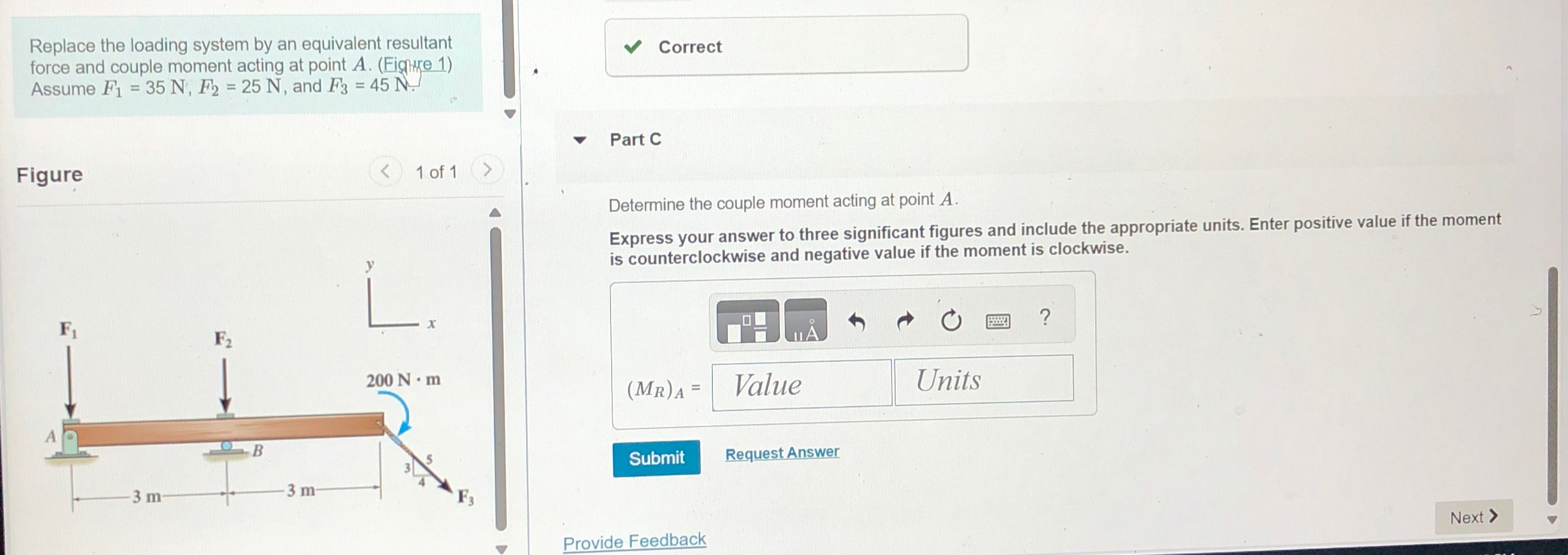 Solved Replace the loading system by an equivalent resultant | Chegg.com