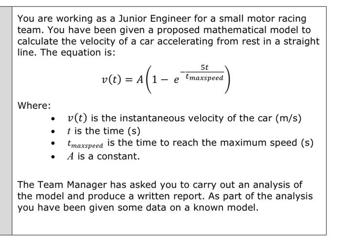 Solved Part 4 - Derive an equation a(t) for the | Chegg.com