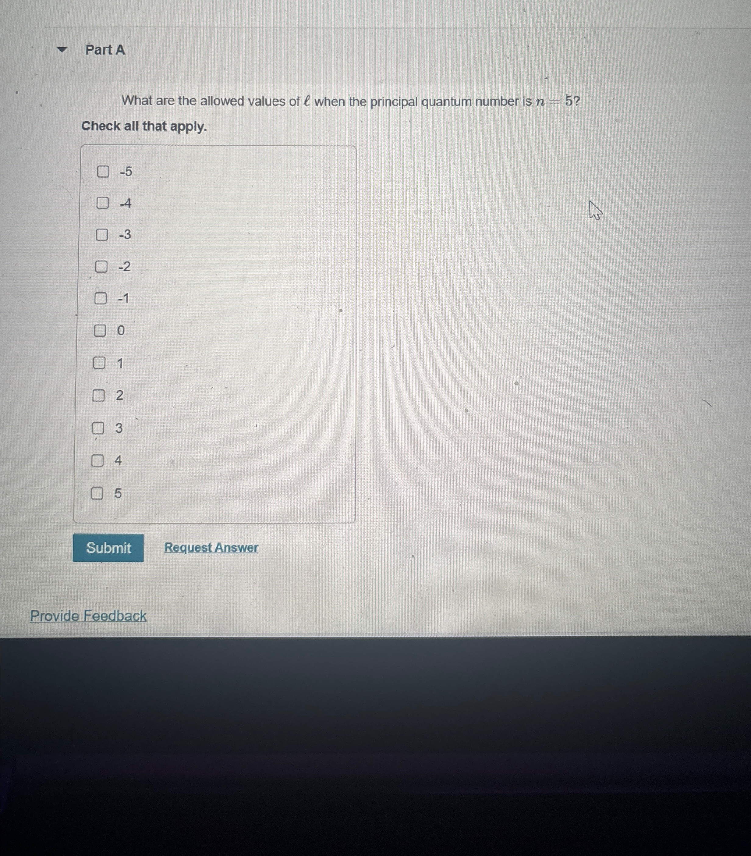 Solved Part A What are the allowed values of l ﻿when the | Chegg.com