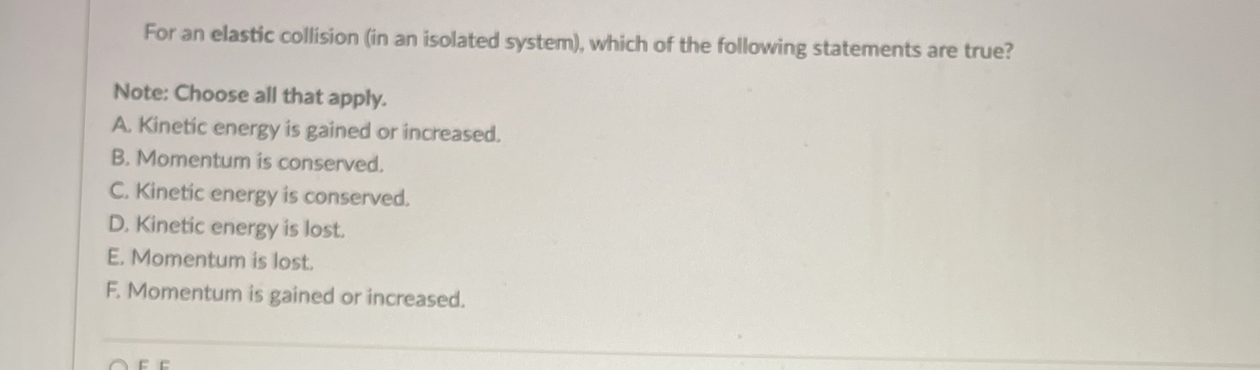 Solved For an elastic collision (in an isolated system), | Chegg.com