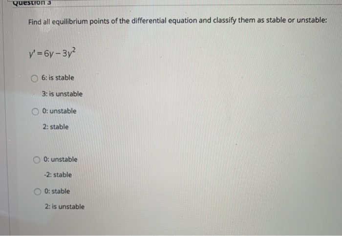 Solved Question 3 Find all equilibrium points of the | Chegg.com