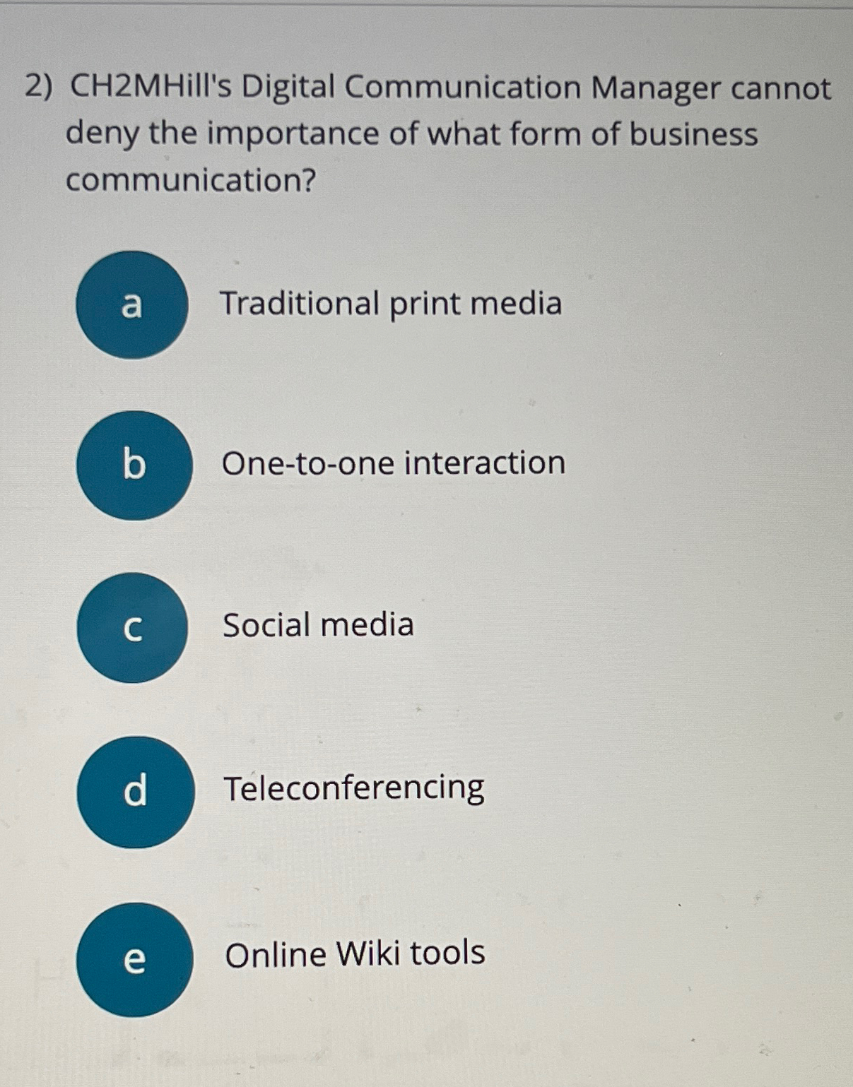 Solved CH2MHill's Digital Communication Manager cannot deny | Chegg.com