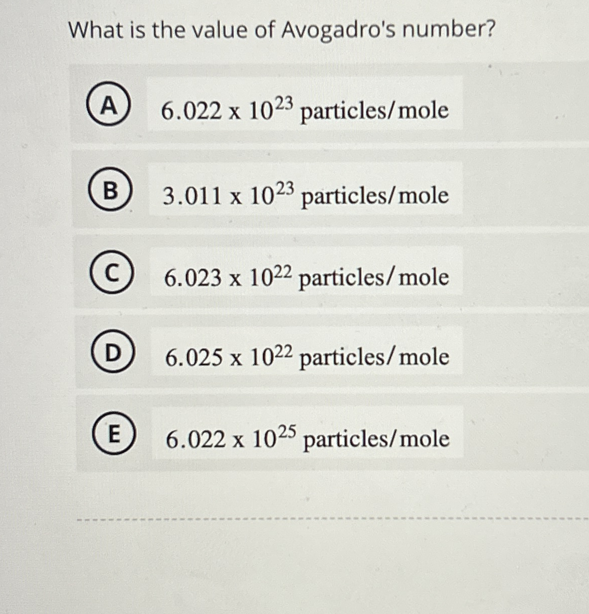 Solved What is the value of Avogadro's number?6.022×1023 | Chegg.com