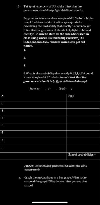Solved 3. Thirty-nine percent of US adults think that the | Chegg.com