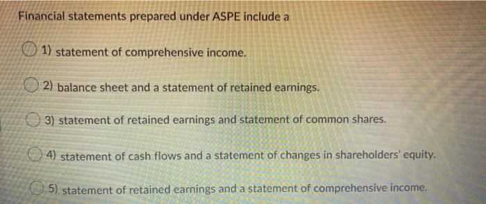 Solved Financial statements prepared under ASPE include a 1) | Chegg.com
