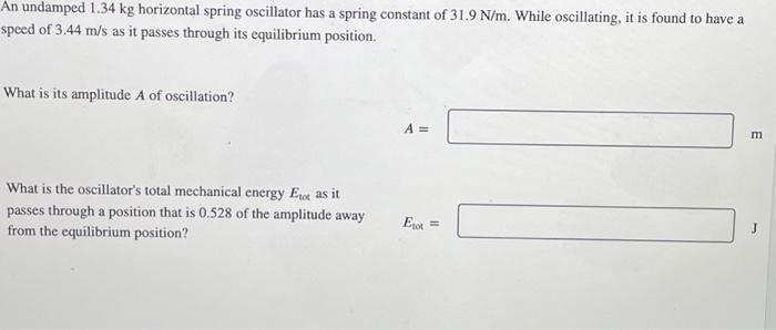 Solved An undamped 1.34 kg horizontal spring oscillator has | Chegg.com