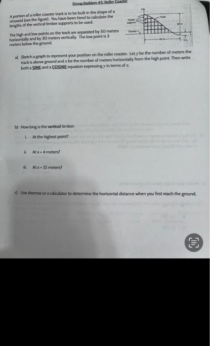 A portion of a roller coarter track is to be bult in | Chegg.com