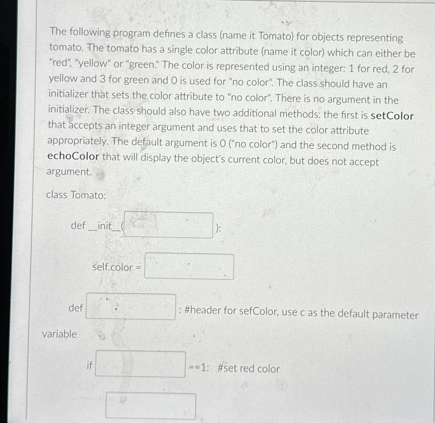Solved The following program defines a class (name it | Chegg.com