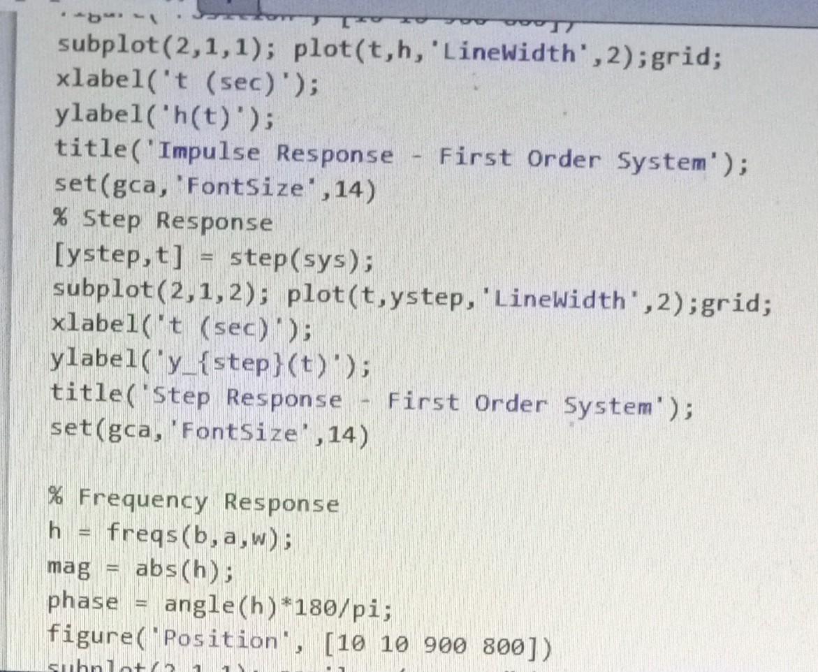 Solved Complete the MATLAB script to obtain the step, | Chegg.com