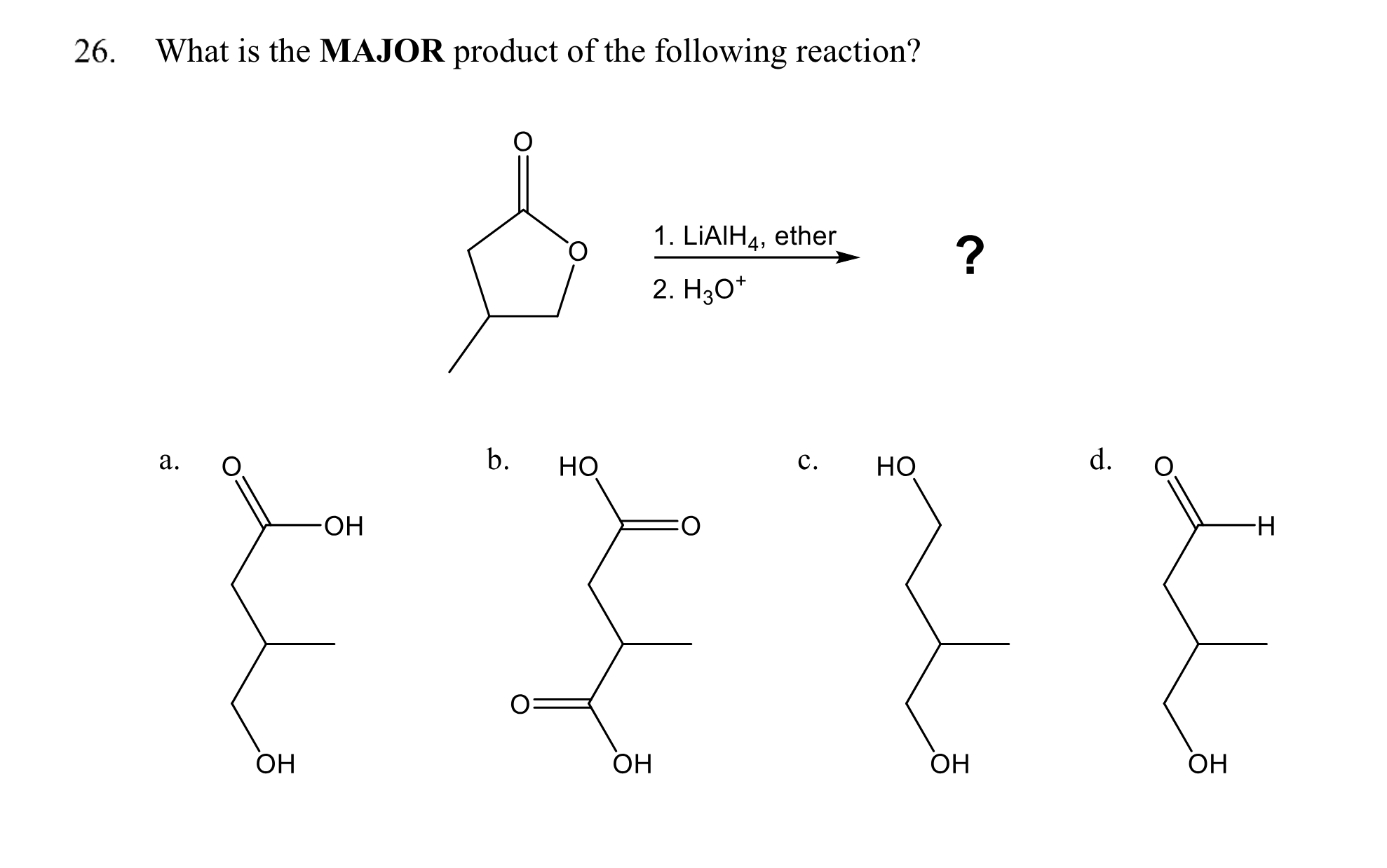 Solved What is the MAJOR product of the following reaction? | Chegg.com
