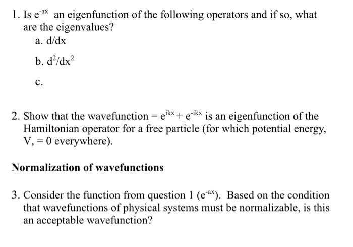 Solved Normalization of wavefunctions 3. Consider the | Chegg.com
