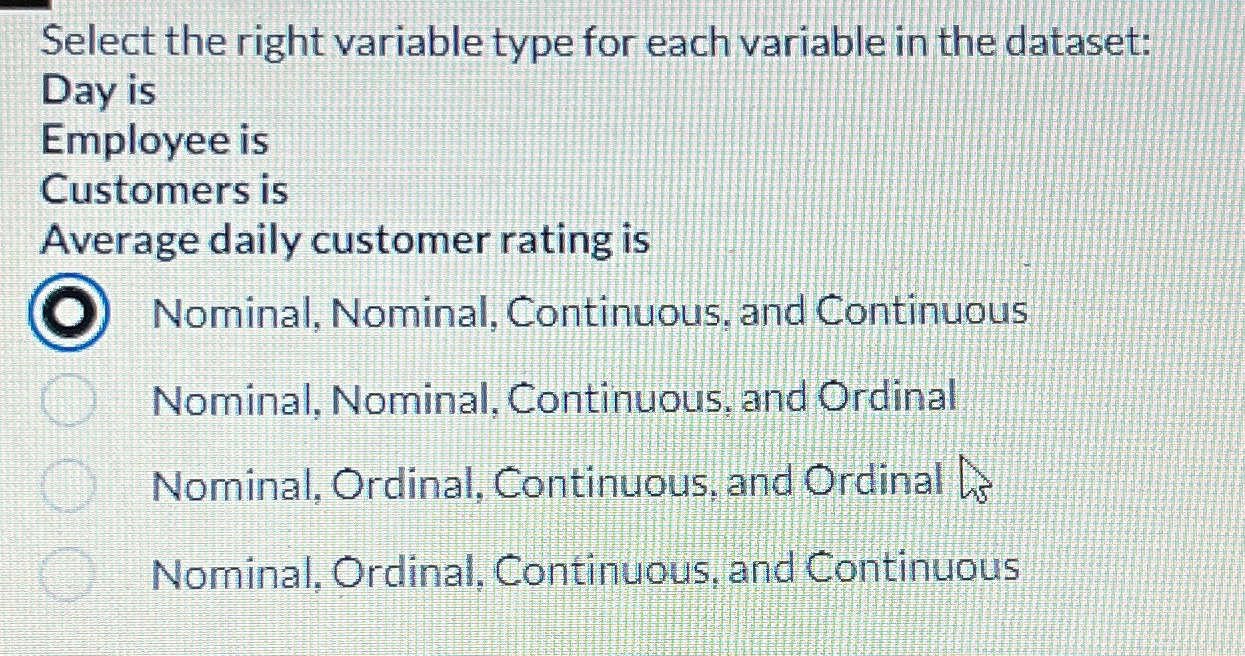 Solved Select the right variable type for each variable in | Chegg.com