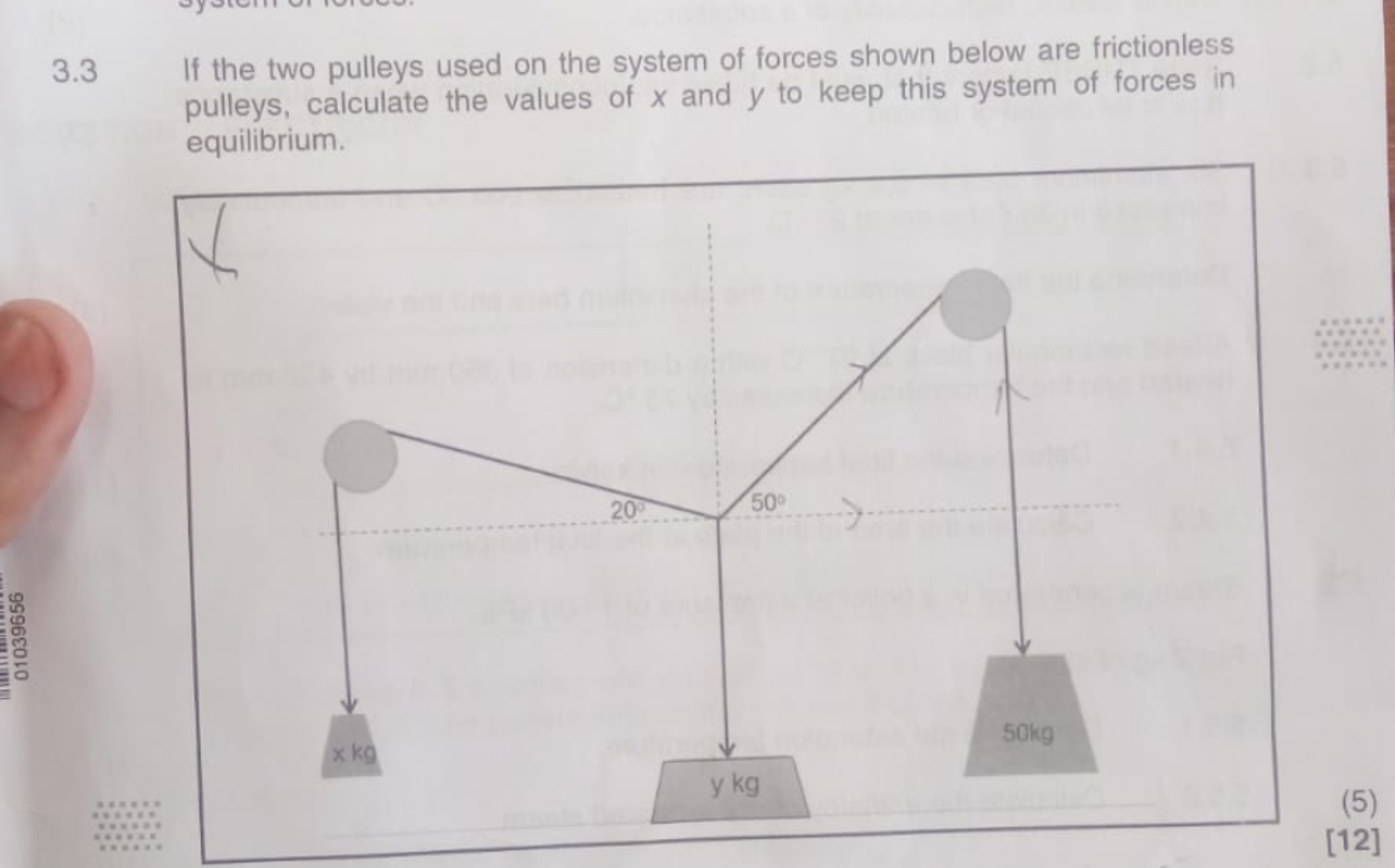 Solved 3.3 ﻿If the two pulleys used on the system of forces | Chegg.com