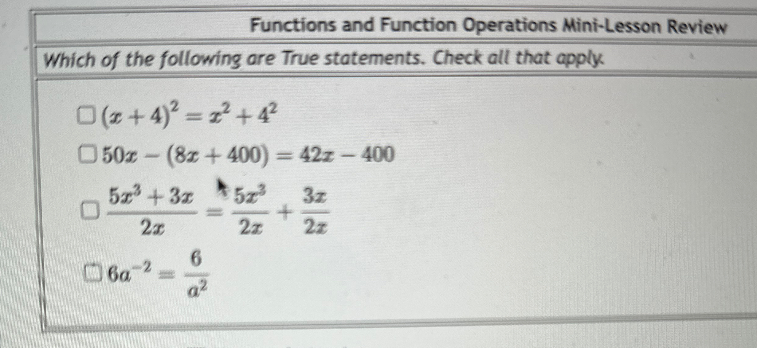 Solved Functions and Function Operations Mini-Lesson | Chegg.com
