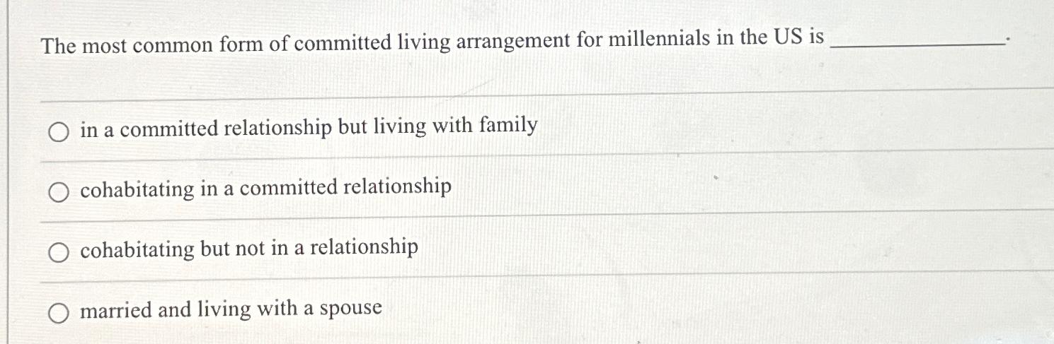 Solved The most common form of committed living arrangement | Chegg.com