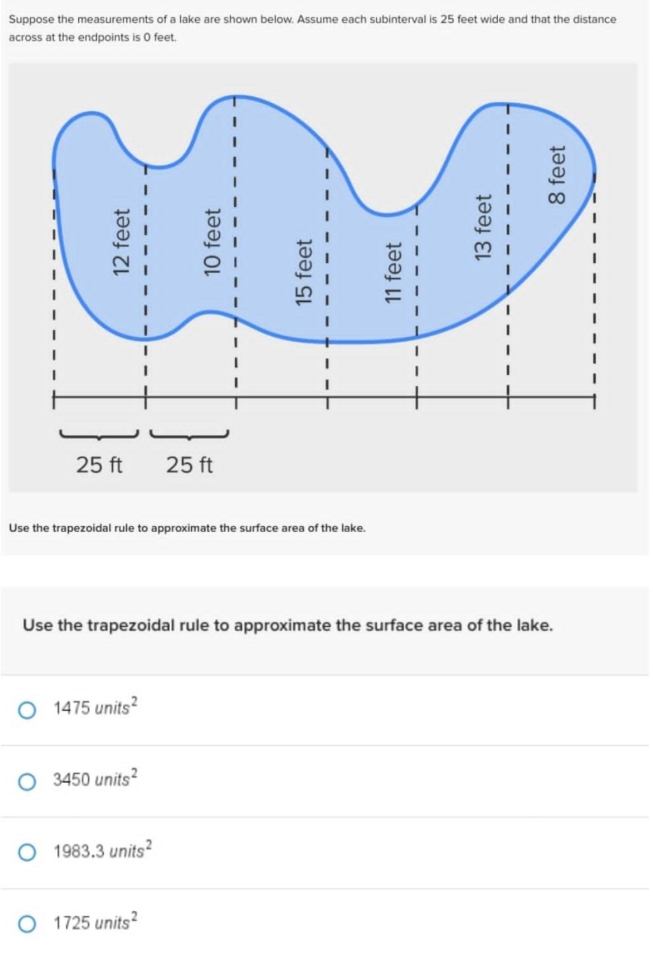 Solved Suppose the measurements of a lake are shown below. | Chegg.com
