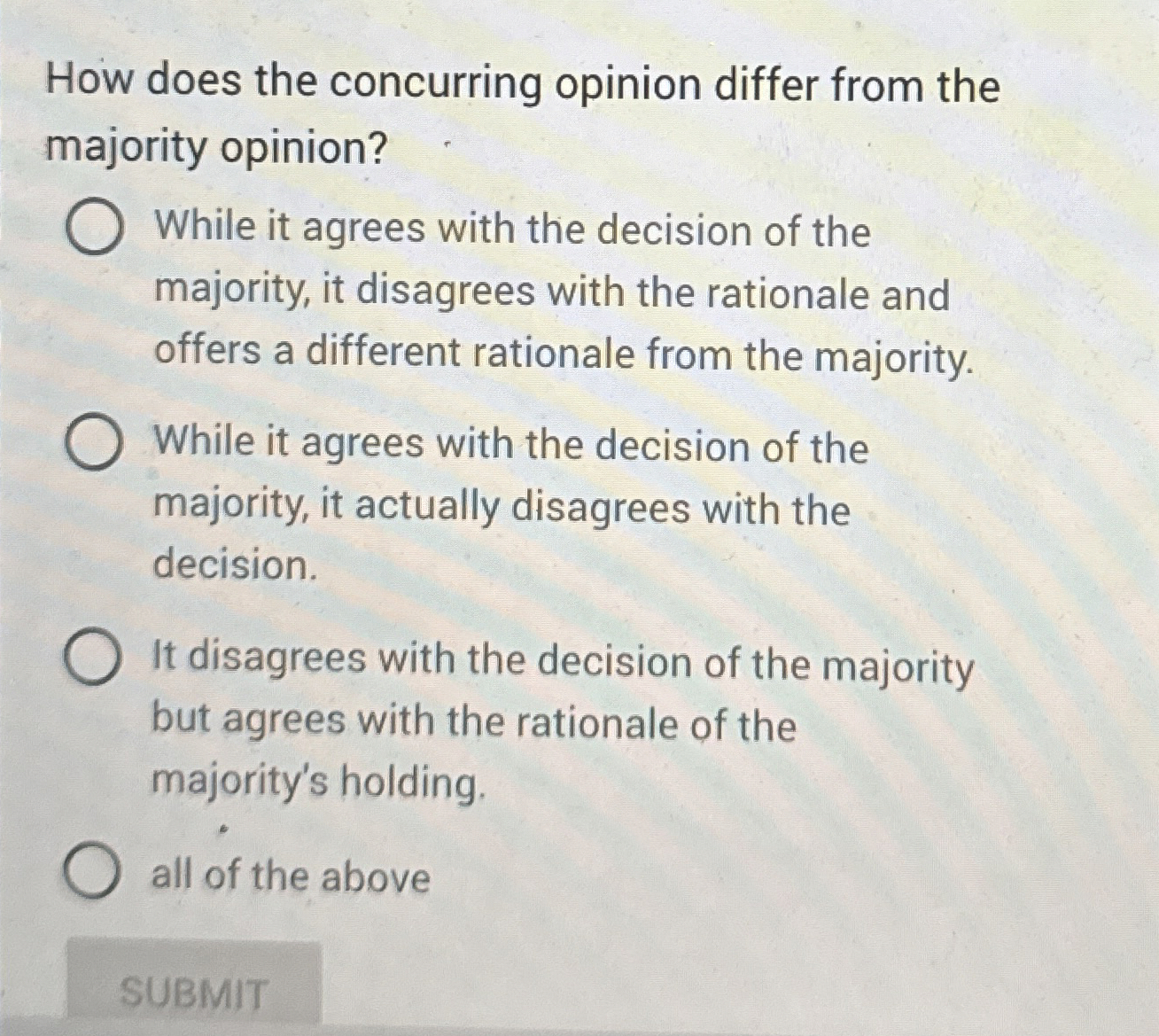 Solved How does the concurring opinion differ from | Chegg.com
