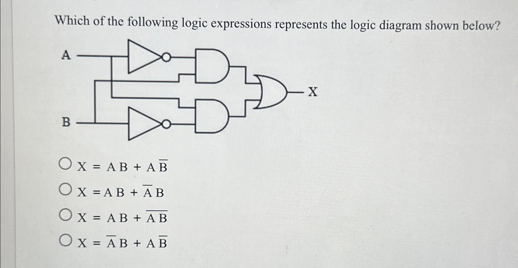 Solved Which of the following logic expressions represents | Chegg.com