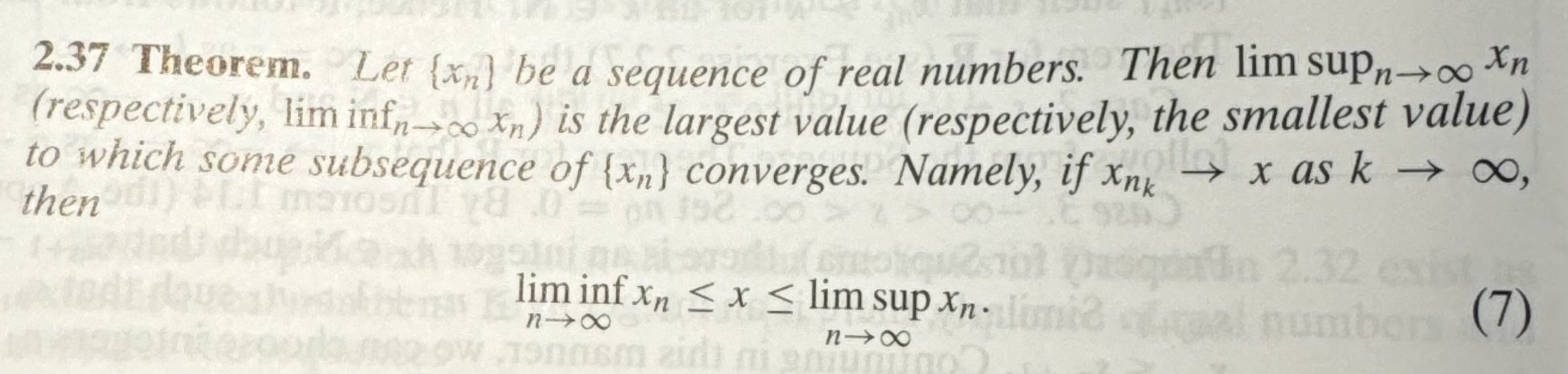 Solved 2.37 ﻿Theorem. Let {xn} ﻿be a sequence of real | Chegg.com