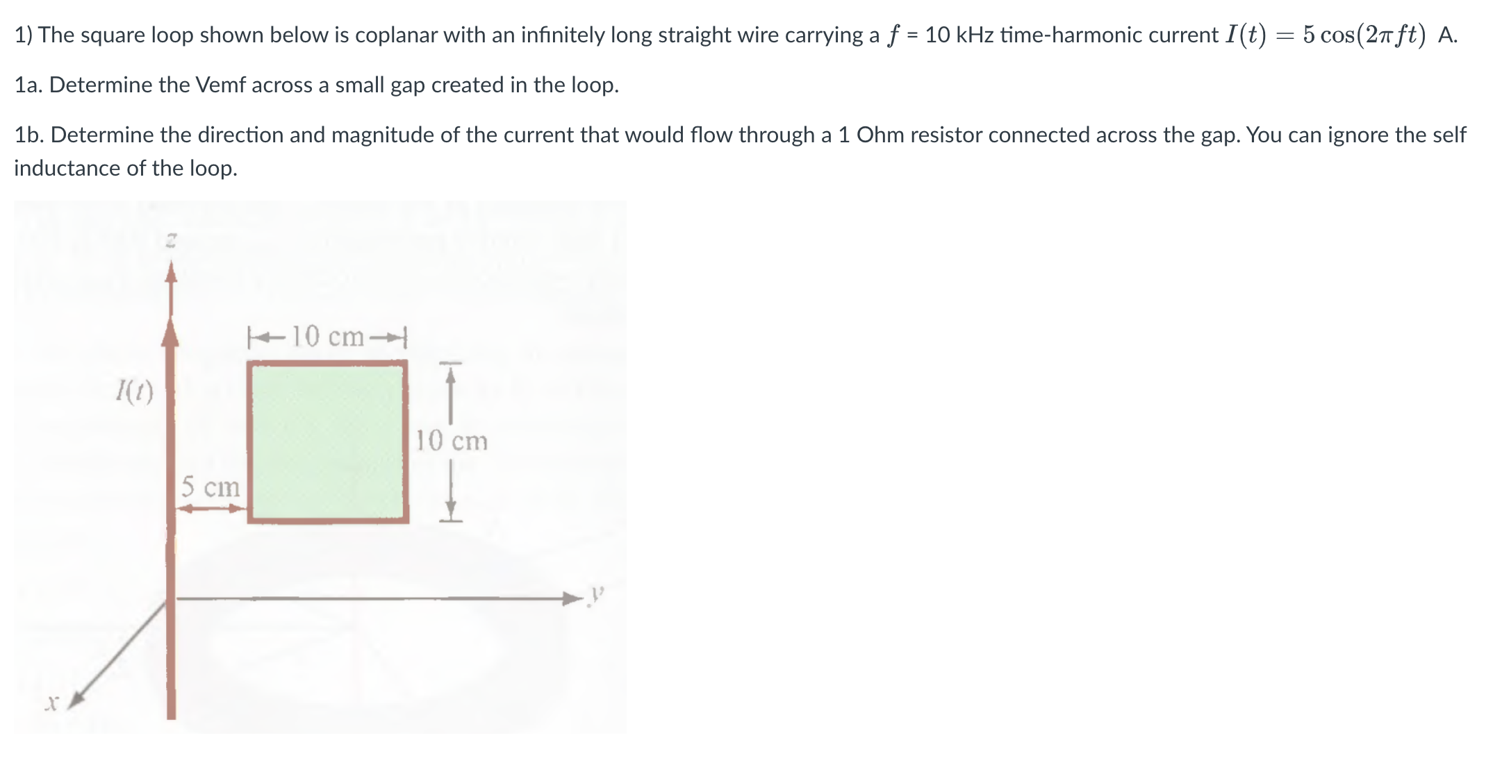 Solved The square loop shown below is coplanar with an | Chegg.com