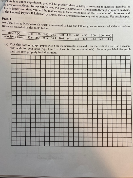Solved IN This is a paper experiment, you will be provided | Chegg.com