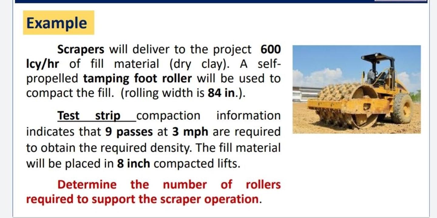 Solved Example Scrapers will deliver to the project 600 | Chegg.com